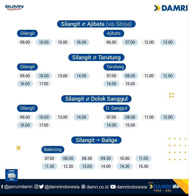 Jadwal dan Tarif Bus DAMRI Dari AJIBATA ke SILANGIT